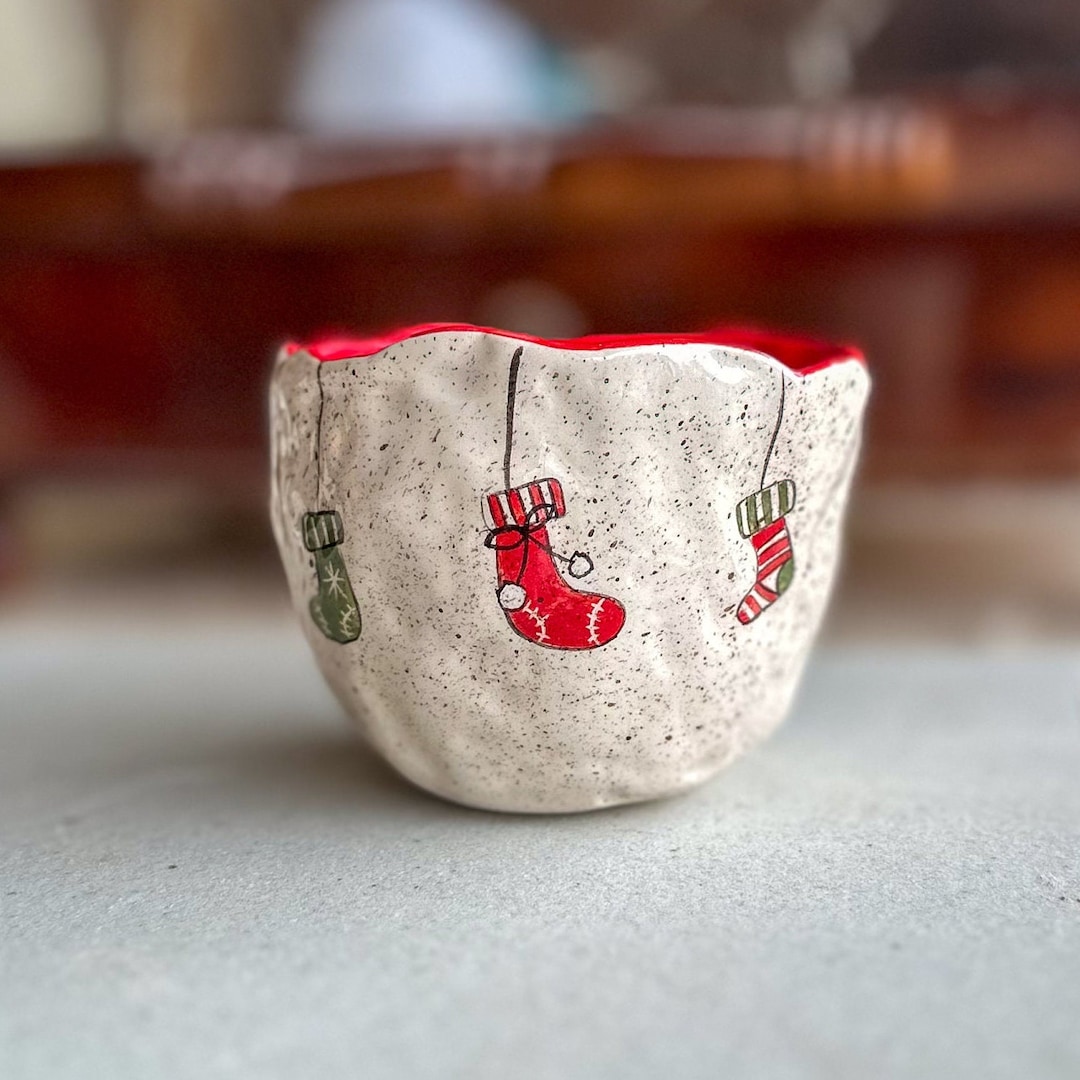 Christmas Socks Pottery Mug, Christmas Gift Coffee Mug, Handmade Gift ...