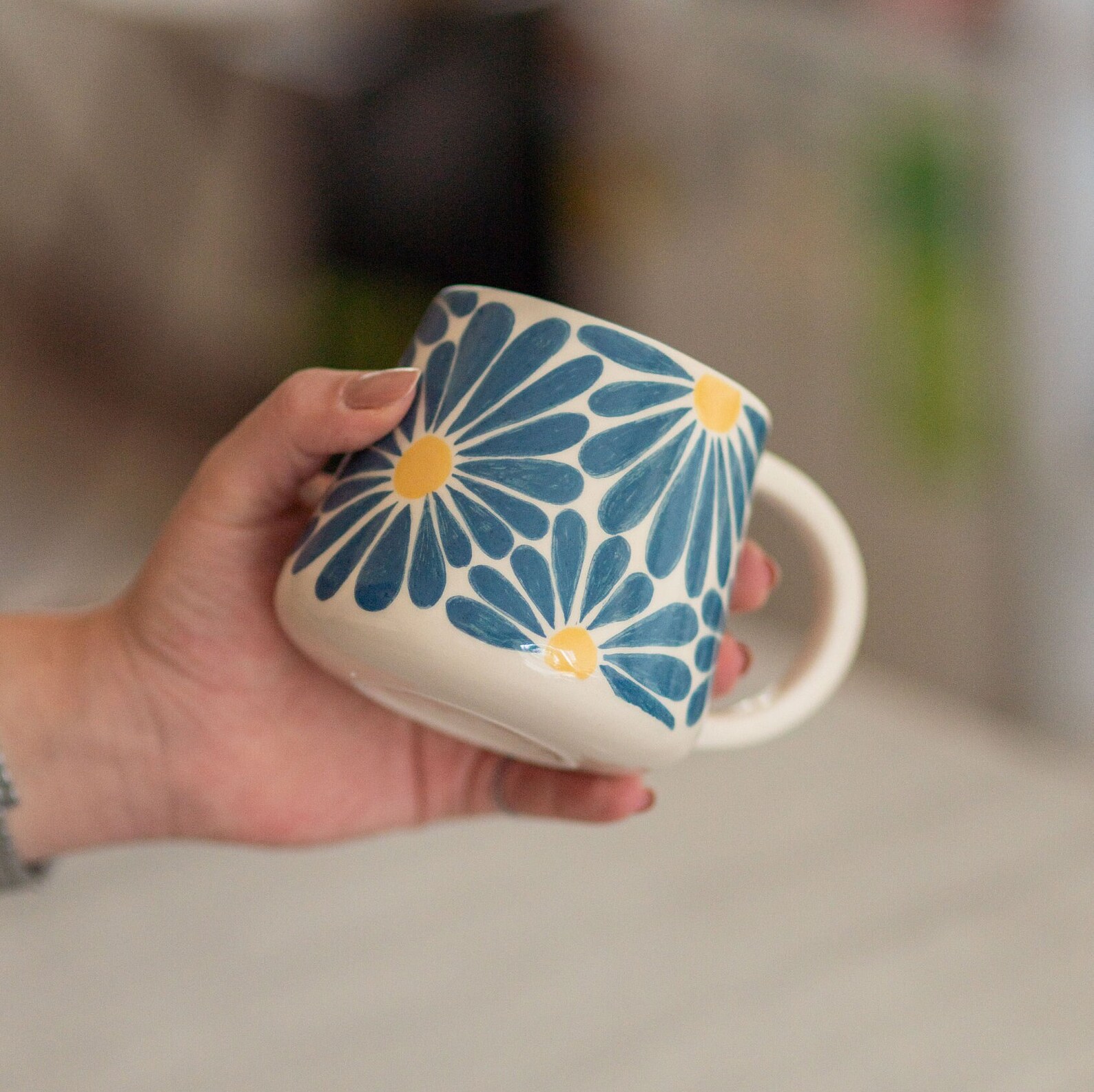 Flowers Coffee Mug, Handmade Large Mug, Ceramic Coffee Mug - Etsy