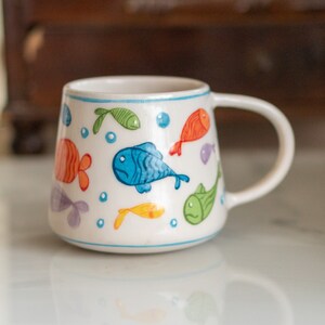 Fish Mug - Cute Handmade Mug, Pottery Coffee Mug, Sea Decorated Mug - Etsy