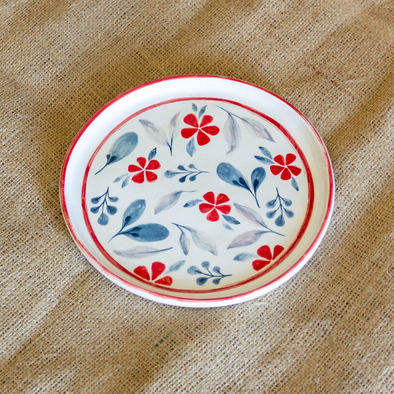 Floral Pattern Pottery Dinnerware, Ceramic Plates Flower Decoration - Etsy