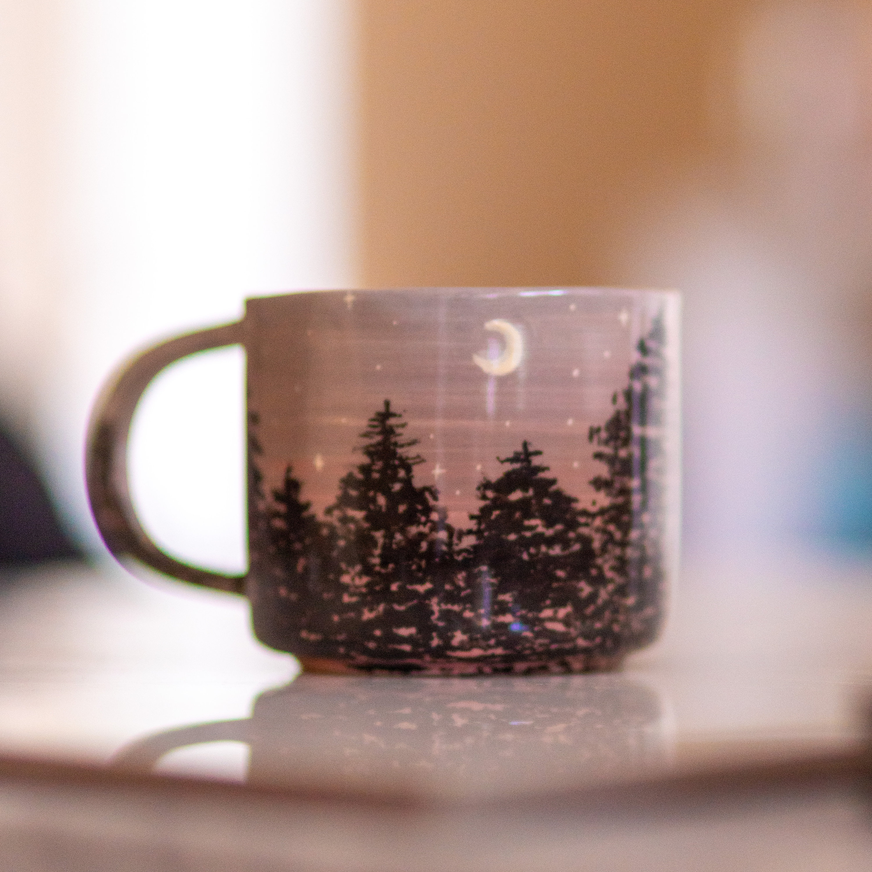 Forest Coffee Mug | Night Theme Coffee Pottery | Handmade Tree Painted ...
