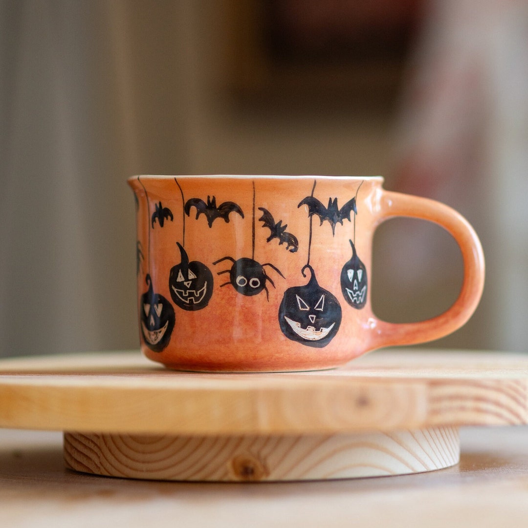 Halloween Mug, Handmade Halloween Gift, Pumpkin Mug - Etsy