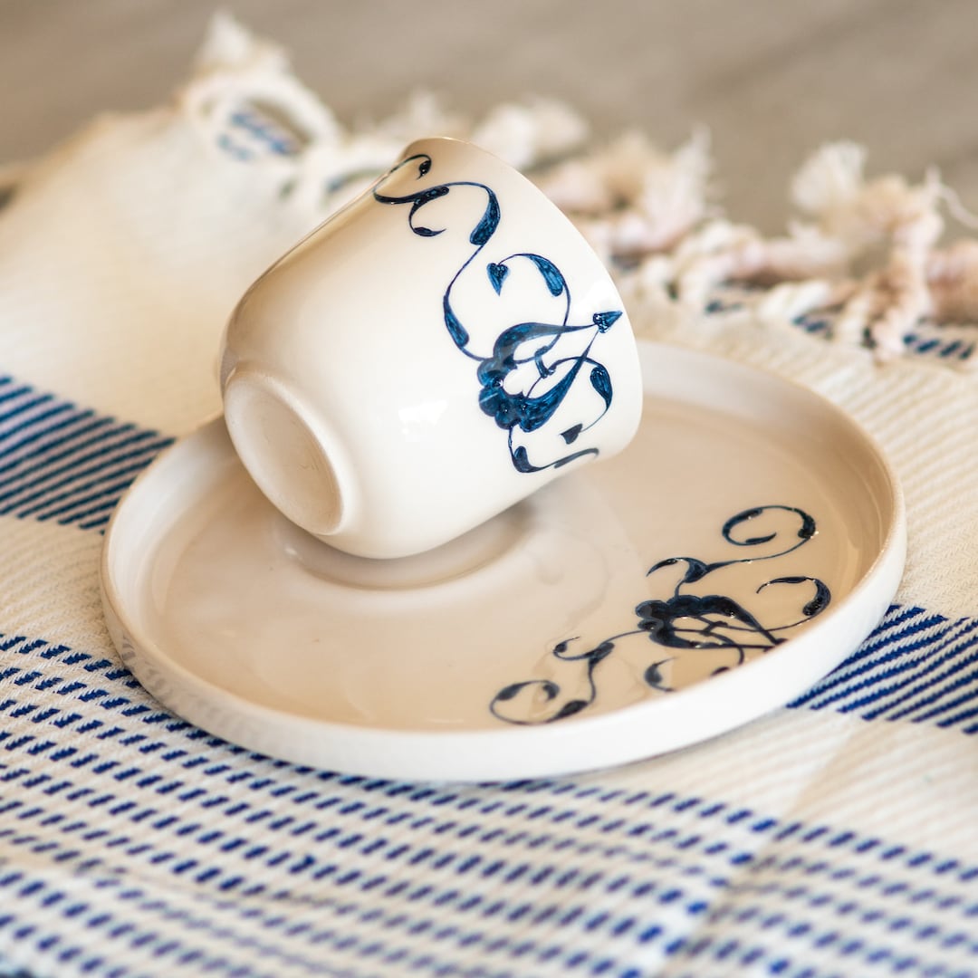 Rumi | Handmade Turkish Coffee Set With Rumi-inspired Patterns - Etsy