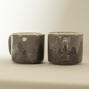 Forest Coffee Mug | Night Theme Coffee Pottery | Handmade Tree Painted ...