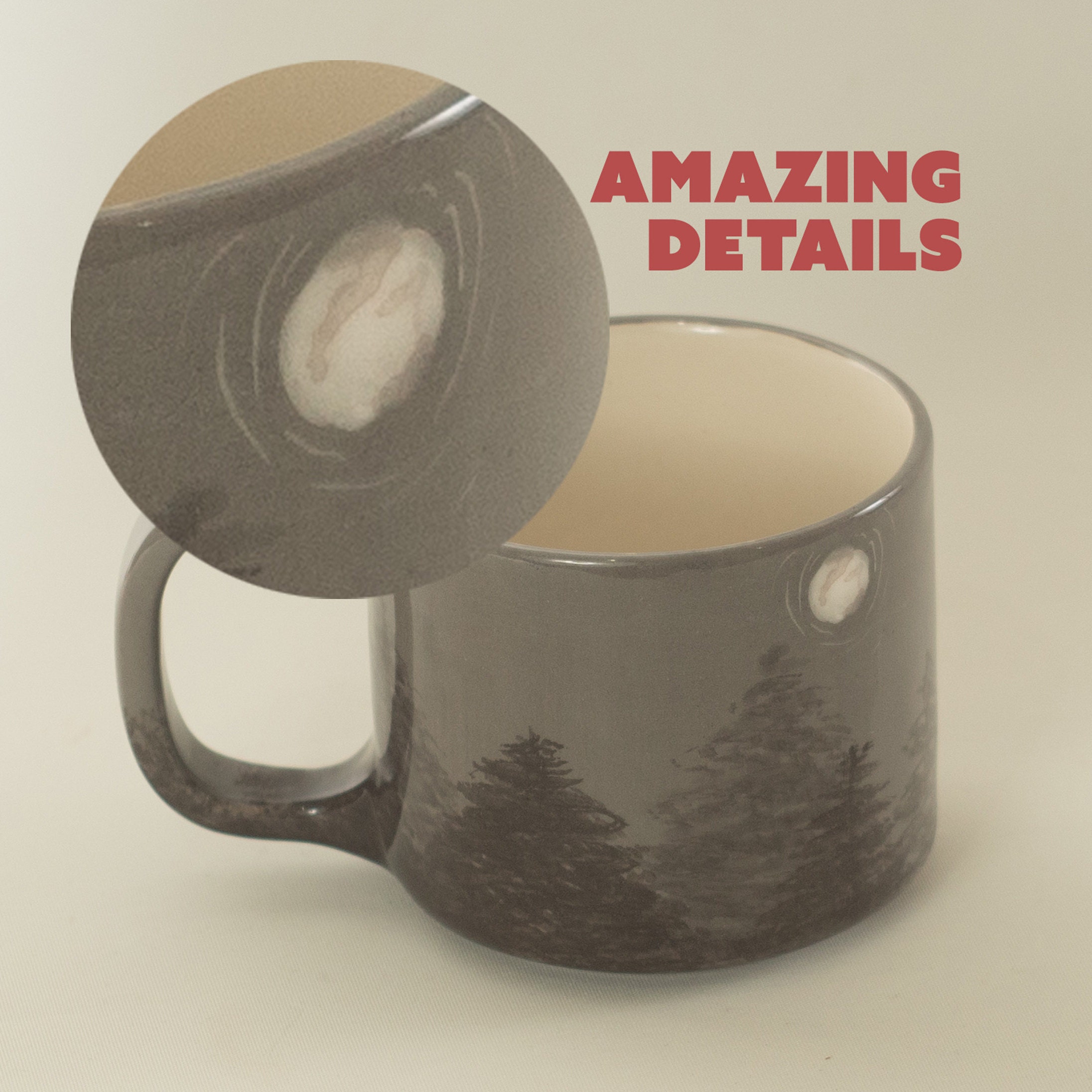 Forest Coffee Mug | Night Theme Coffee Pottery | Handmade Tree Painted ...