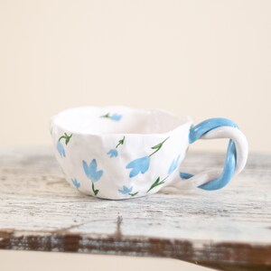 Espresso Cup Set, Handmade Blossom Coffee Cup - Blue Flower Ceramic Mug ...