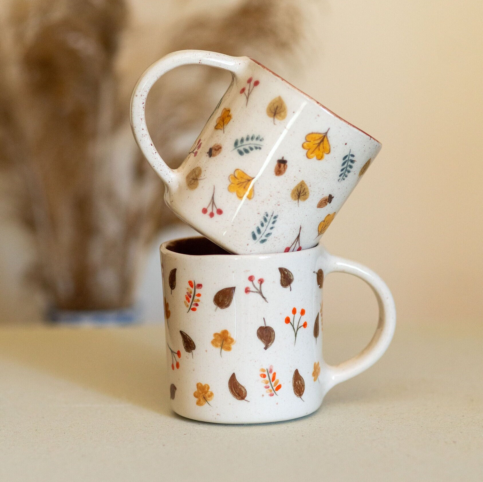 Fall Mug Set, Pumpkin Spice Mug, Handmade Ceramic Mug Set | Set of 2 - Etsy