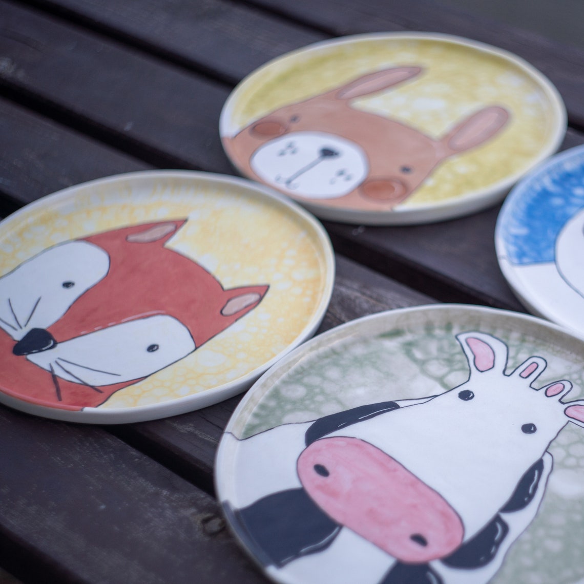 Handmade Ceramic Cow Plate: Vivid Colors, Children's Meal Plate (25 CM ...