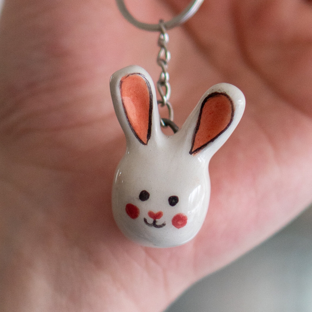Cute Rabbit Key Chain - Handmade Key Rack, Animal Lover Gift, Custom ...