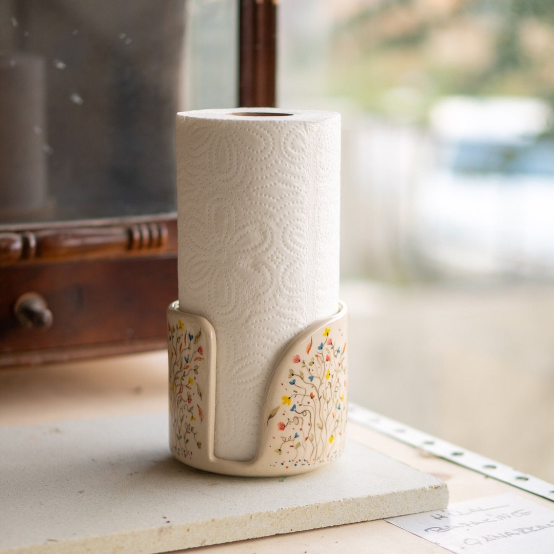 Paper Towel Holder Rustic Kitchen Decor, Ceramic Towel Rack, Unique ...