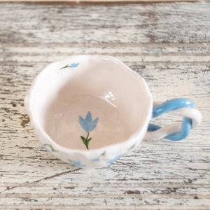 Espresso Cup Set, Handmade Blossom Coffee Cup - Blue Flower Ceramic Mug ...