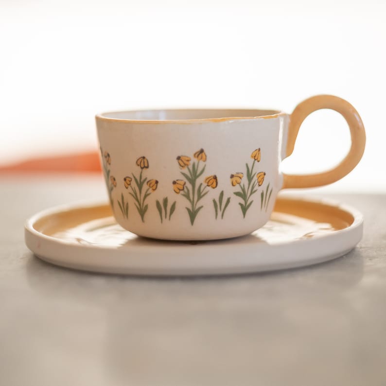 Espresso Cup Set, Floral Mug, Handmade Floral Decor - Etsy