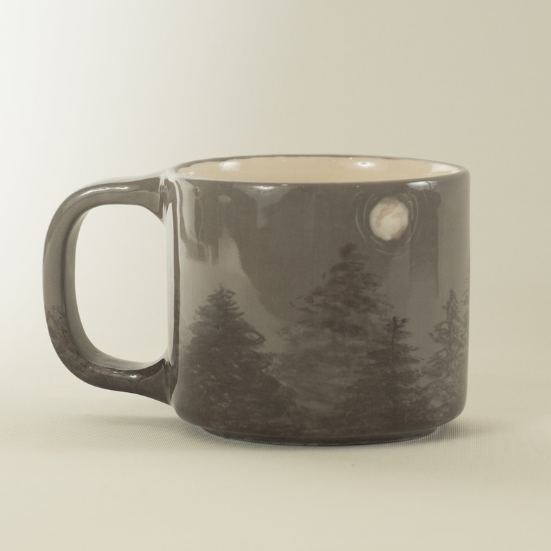 Forest Coffee Mug Night Theme Coffee Pottery Handmade Tree - Etsy