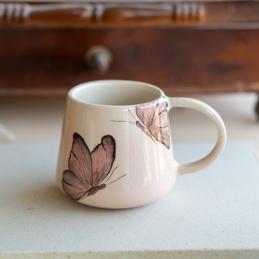 Butterfly Mug - Handmade Coffee Mug, Ceramic Coffee Cup, Handpainted ...