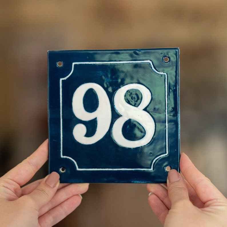 Customized - House Number Sign, House Number Plaque, Handmade Ceramic ...