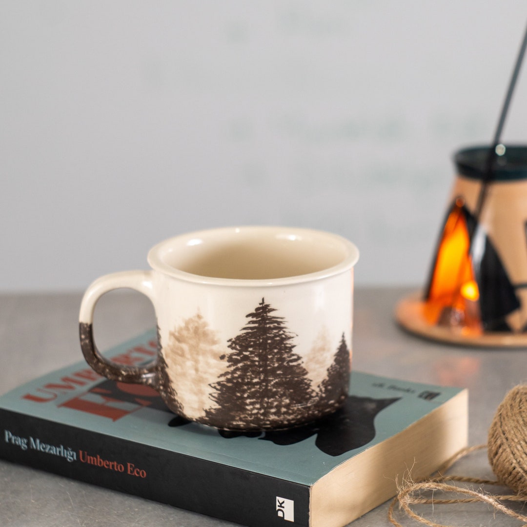 Fall Mug - Forest Ceramic Mug, Autumn Camper Mug, Pottery Mug, Tea Cup ...