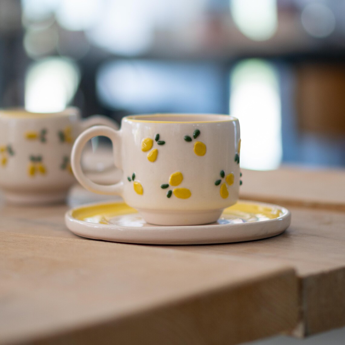 Espresso Cup Saucer- Lemon Dream, Pottery Mug, Handmade Ceramic Cup - Etsy