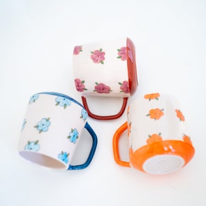 Coffee Mugs, Floral Mug Set, Cute Coffee Cup, Handmade Flower Coffee ...