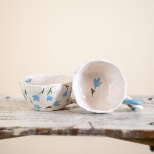 Espresso Cup Set, Handmade Blossom Coffee Cup - Blue Flower Ceramic Mug ...