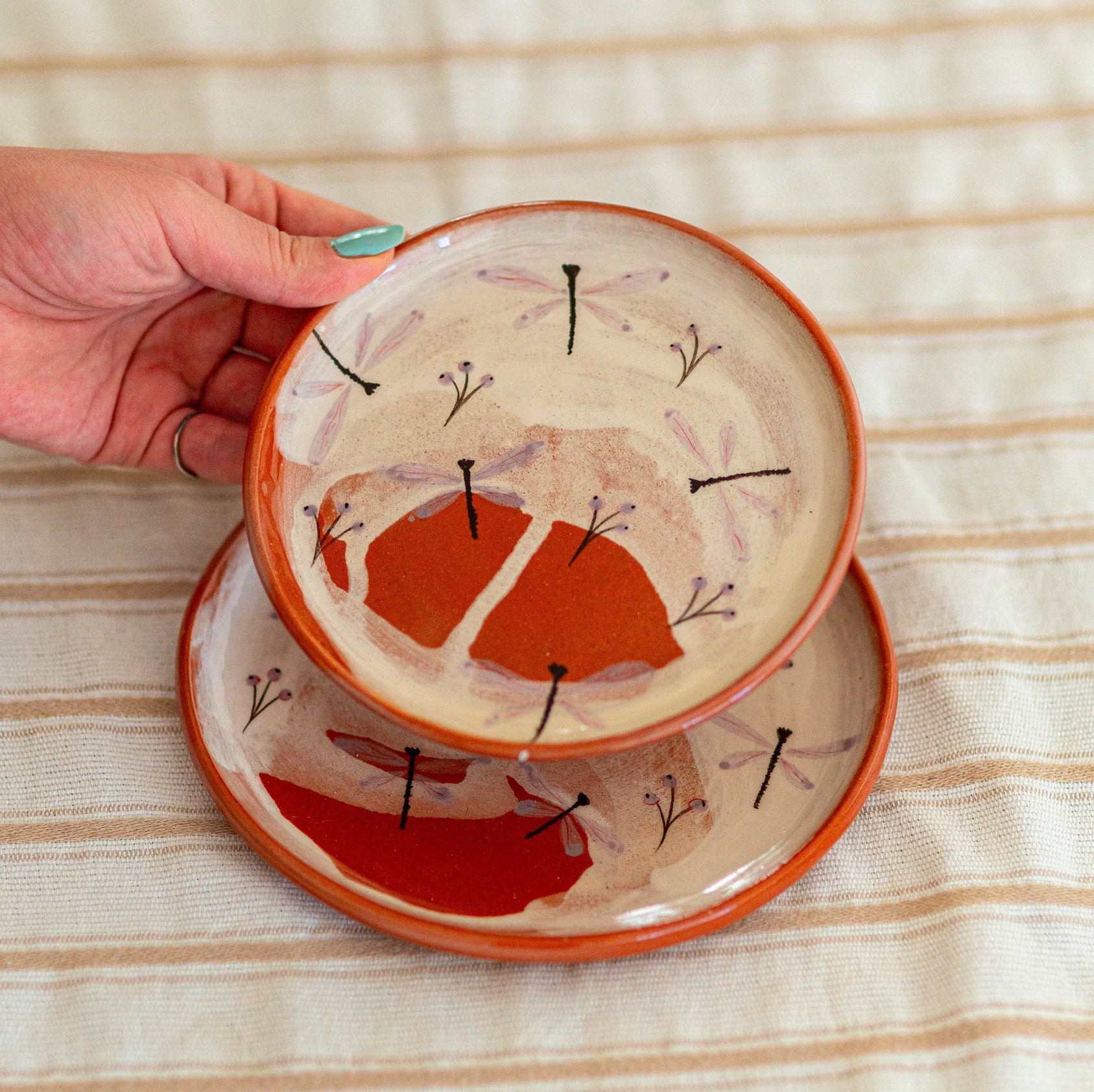 Floral Dinnerware Set Terracotta Pottery Dinnerware - Etsy