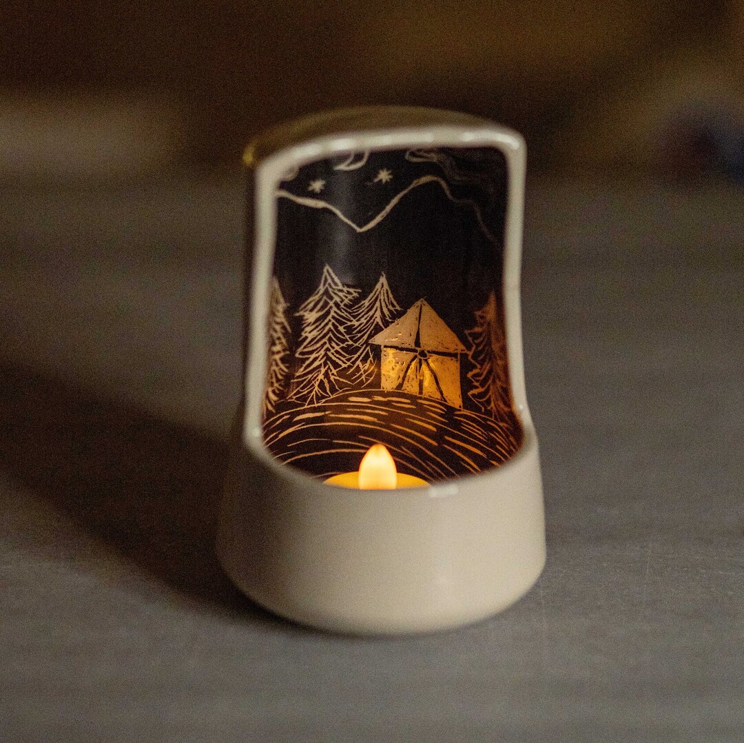 Unique Candle Holder - Handmade Ceramic Tea Light Holder, Rustic ...