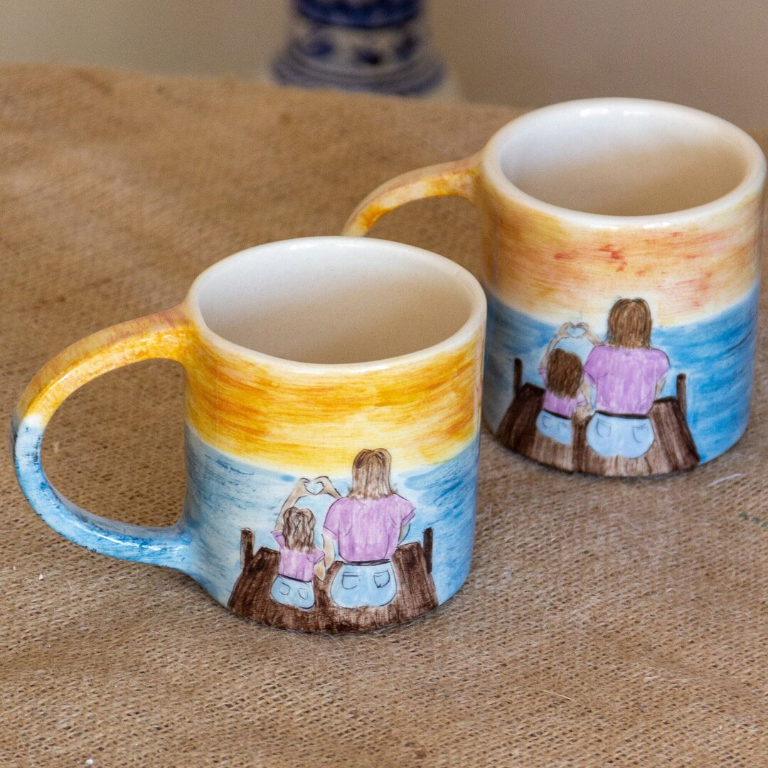 Mommy and Me Mother and Daughter Mug, Ceramic Coffee Mug Set, Handmade ...