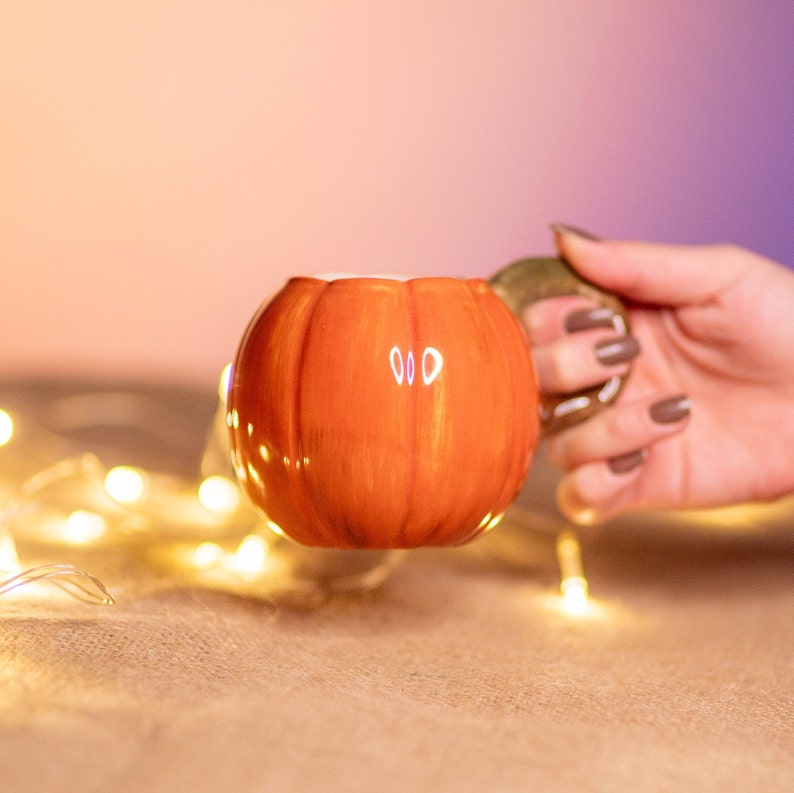 Pumpkin Mug, Halloween Decoration Pottery Pumpkin Cup, Fall Decor ...