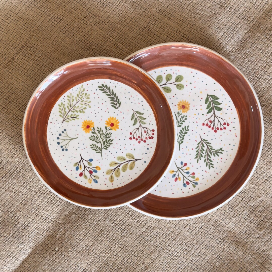 Handmade Pottery Ceramic Plate, Fall Decor Plate Set, Autumn Theme ...