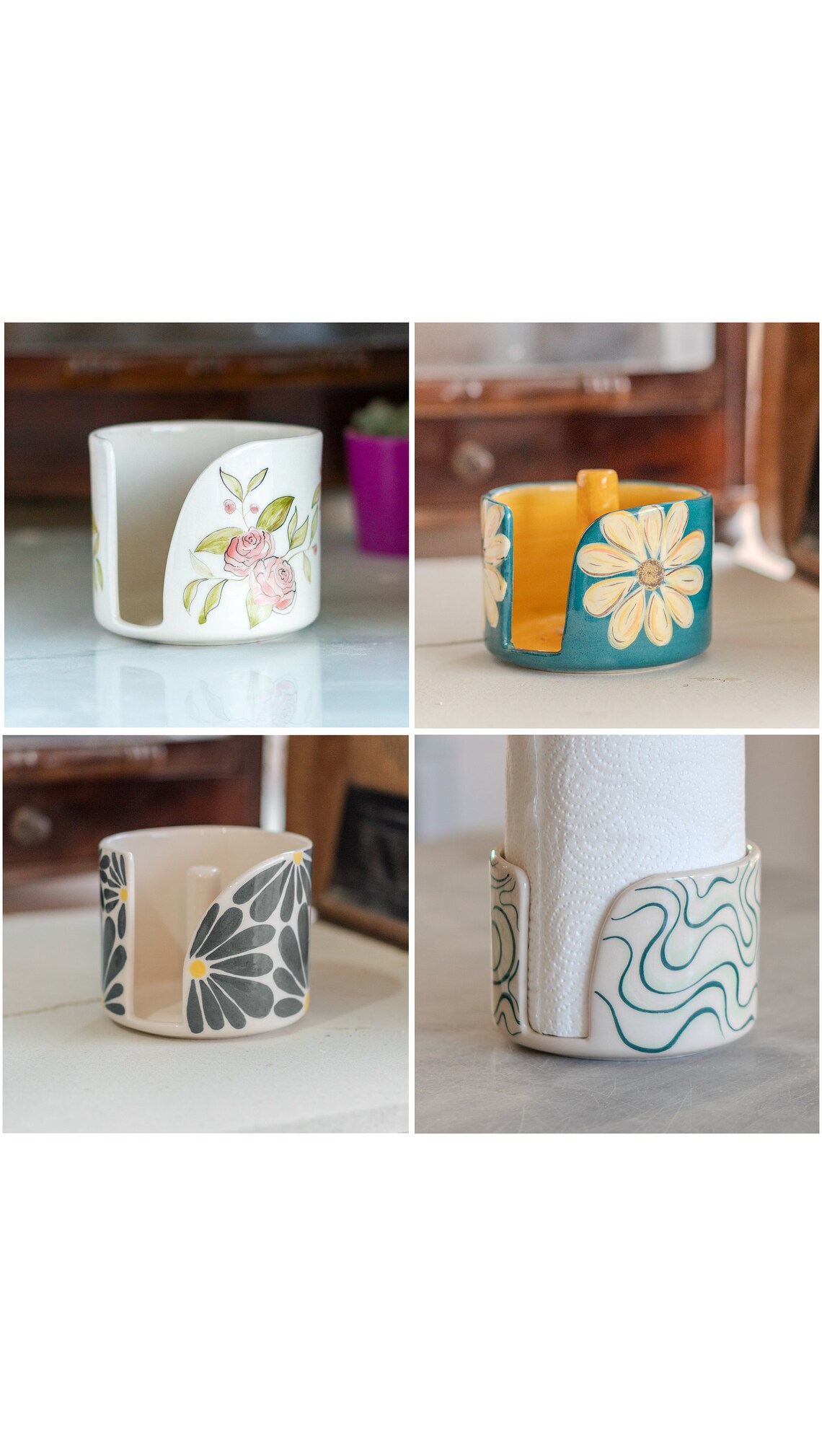 Towel Rack - Paper Towel Holder, Floral Gifts, Handmade Home Decor - Etsy