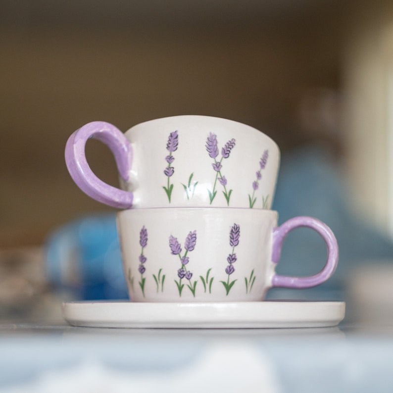 Lavender | Lavender Decor Coffee Tea Cup | Flower Designed Purple ...