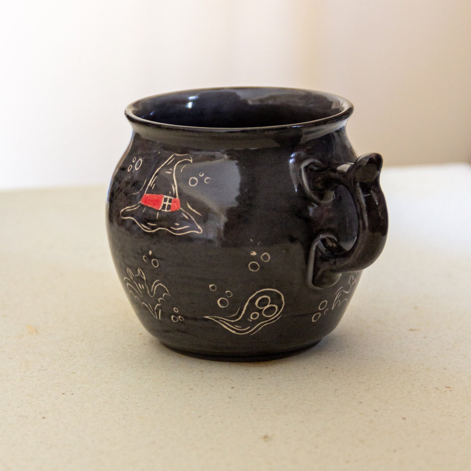 Halloween Mug, Cauldron Ceramic Coffee Mug, Witch Hat - Ghost - Pumpkin ...