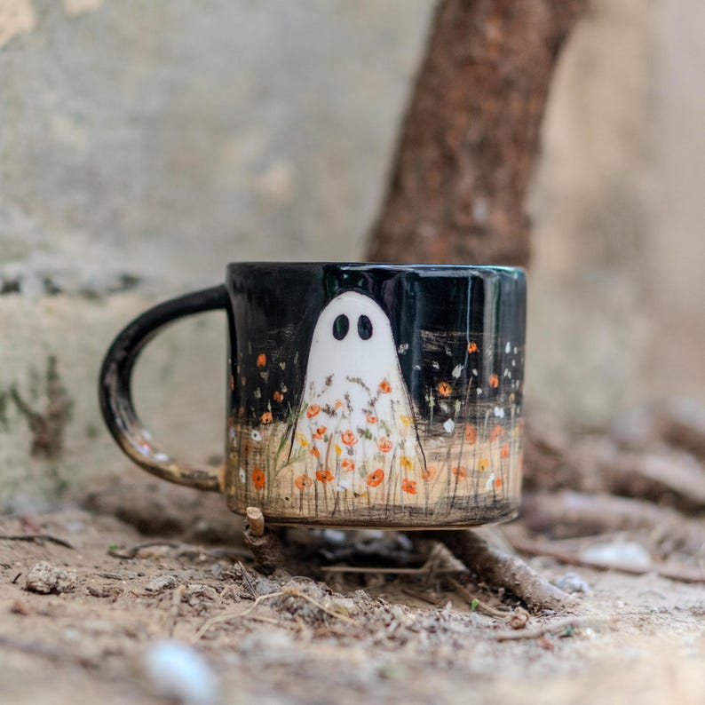 Handmade Ceramic Ghost Mug: Halloween Pottery Gift - Etsy