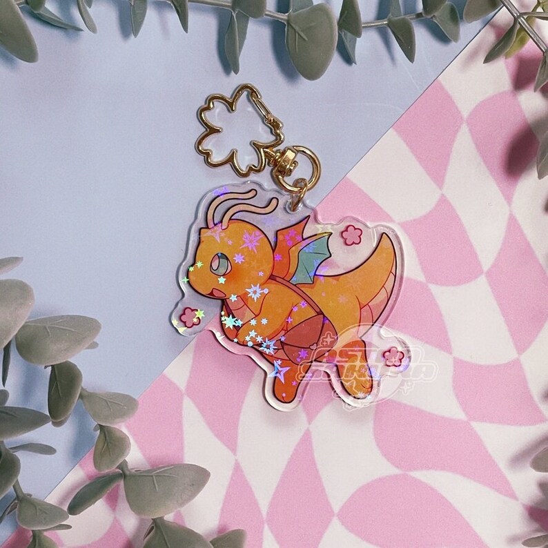 Special Delivery Dragonite Acrylic Holographic Glitter Keychain ...