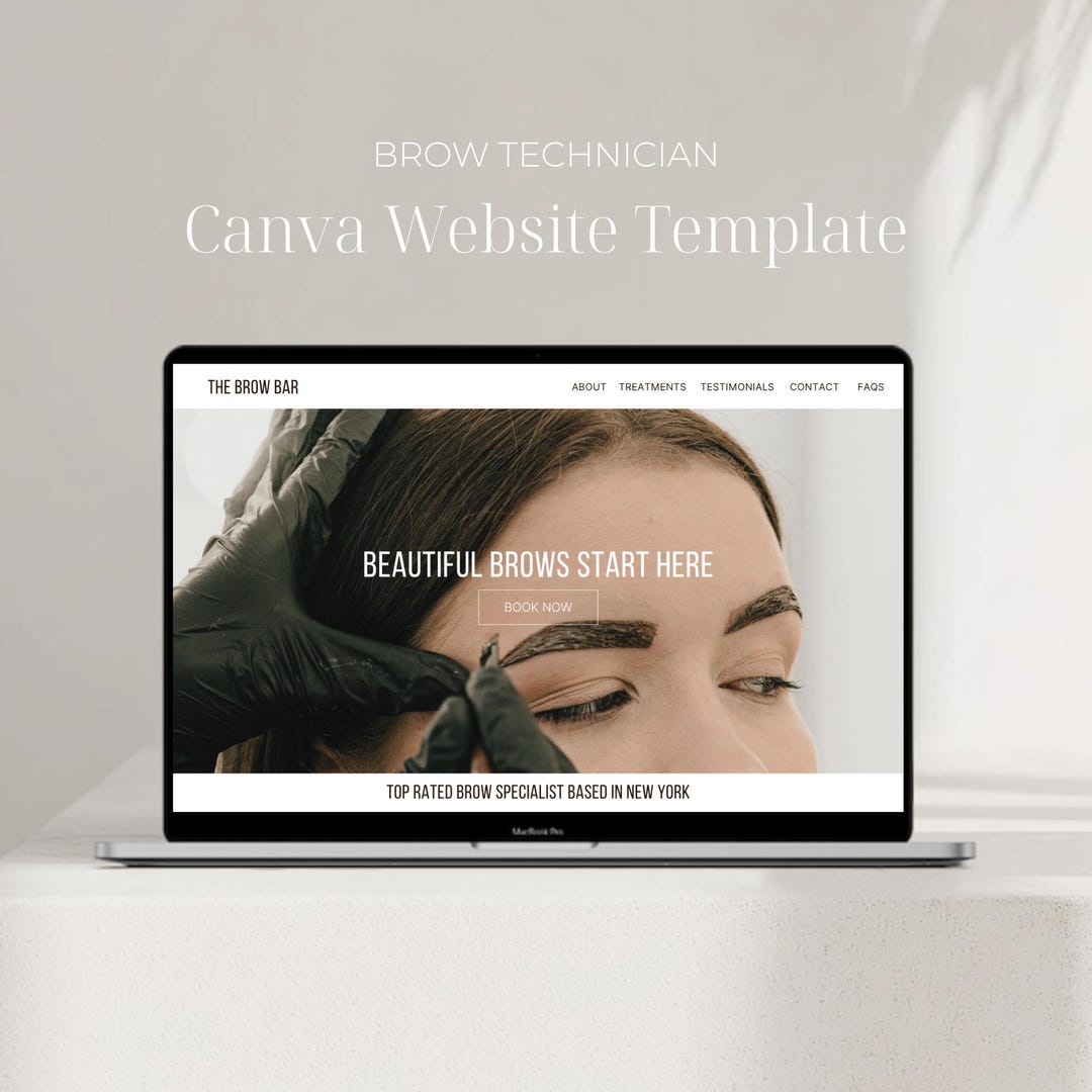 Editable Canva Website Template for Brow Technicians, Mobile Friendly ...