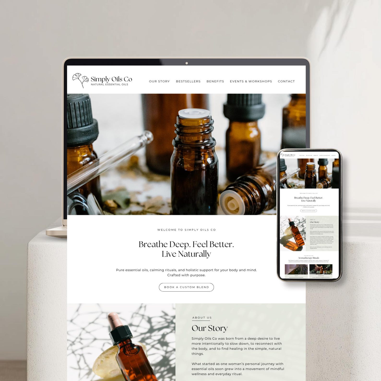 Essential Oil Website Template for Aromatherapy Businesses, Editable ...