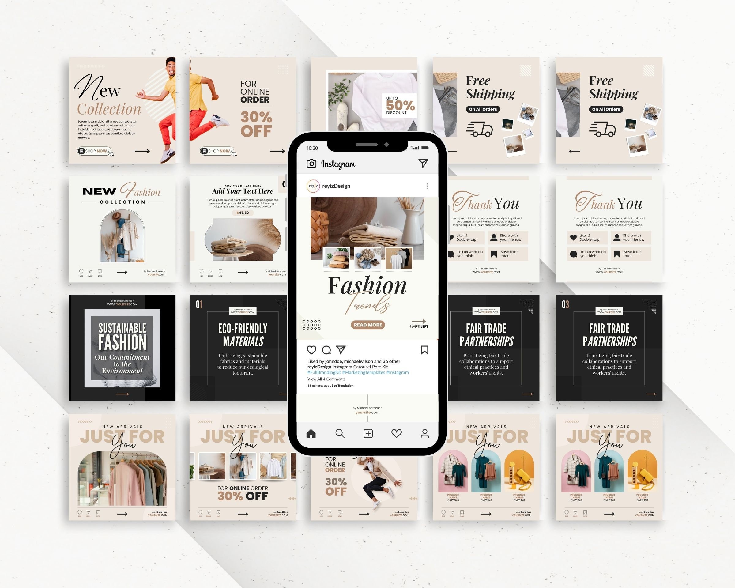 Instagram Carousel Templates for Small Business, Instagram Marketing ...