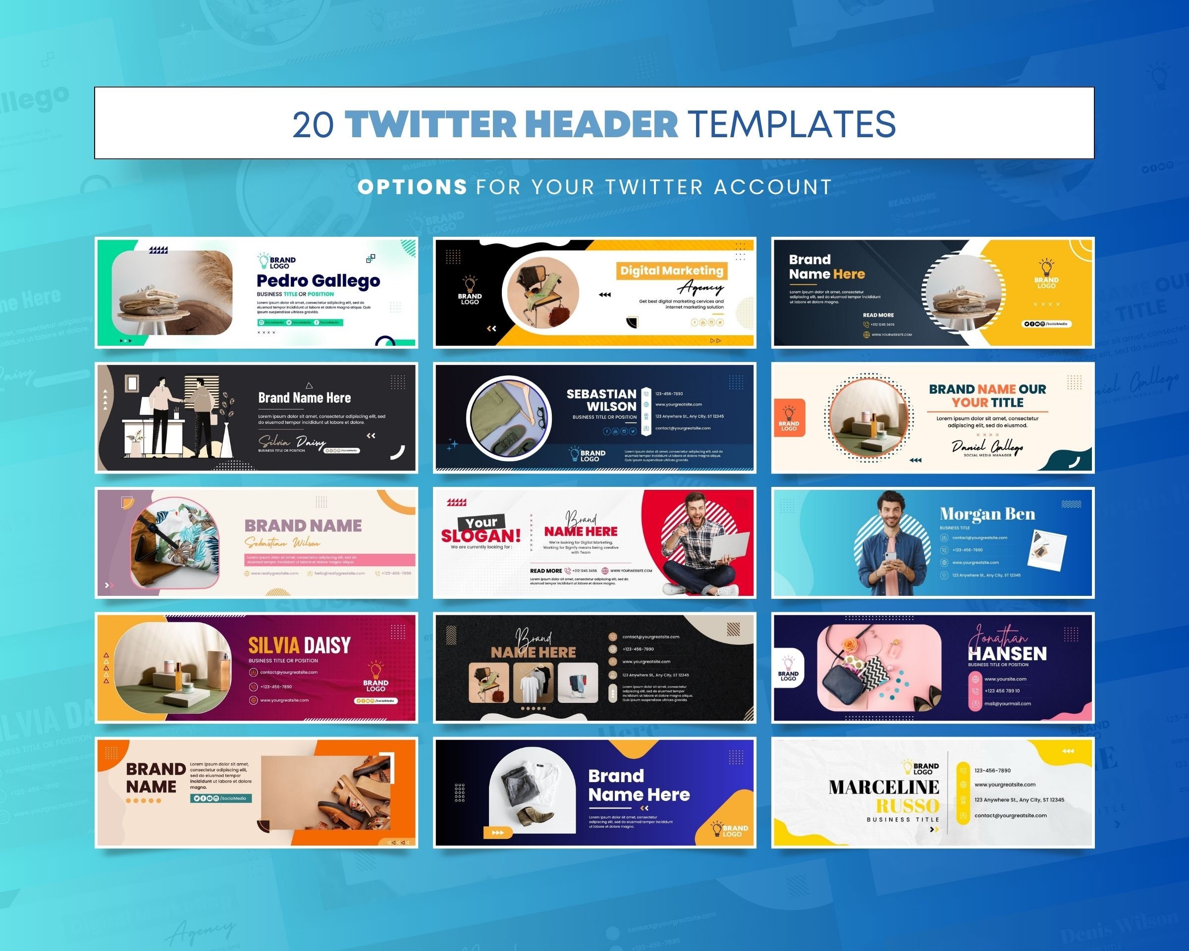 Twitter Header Template, Banner Template, Twitter (X) Profile Design ...