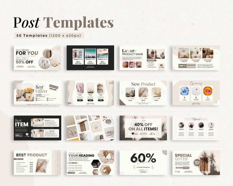 Facebook Templates Kit: Social Media Posts, Ads, Covers (canva) - Etsy