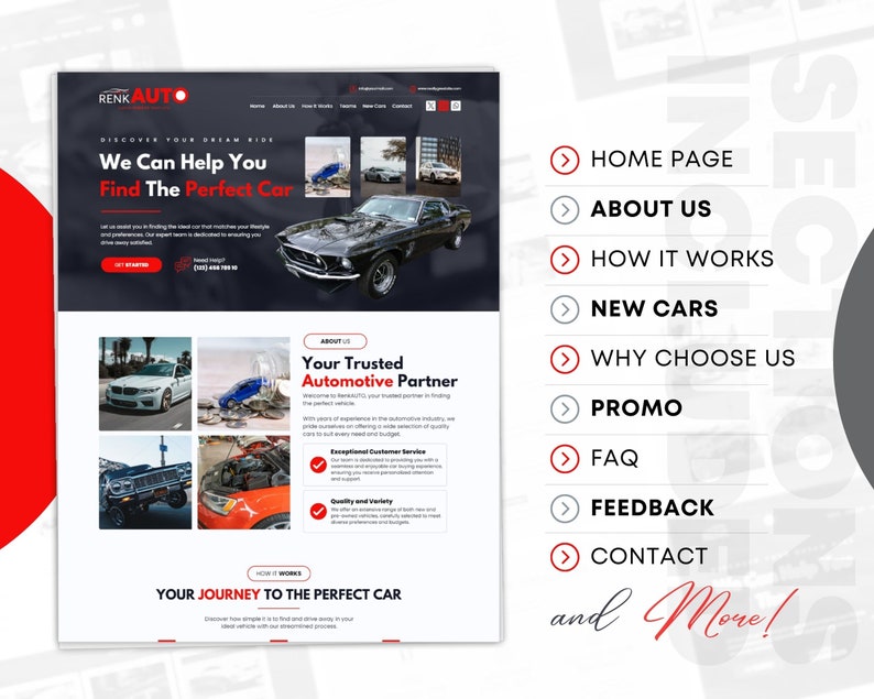 Car Dealer Website Template: Automotive Canva Landing Page - Etsy