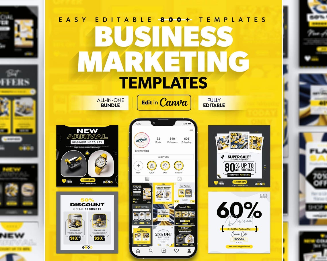 800+ Business Marketing Canva Templates: Social Media Kit - Etsy