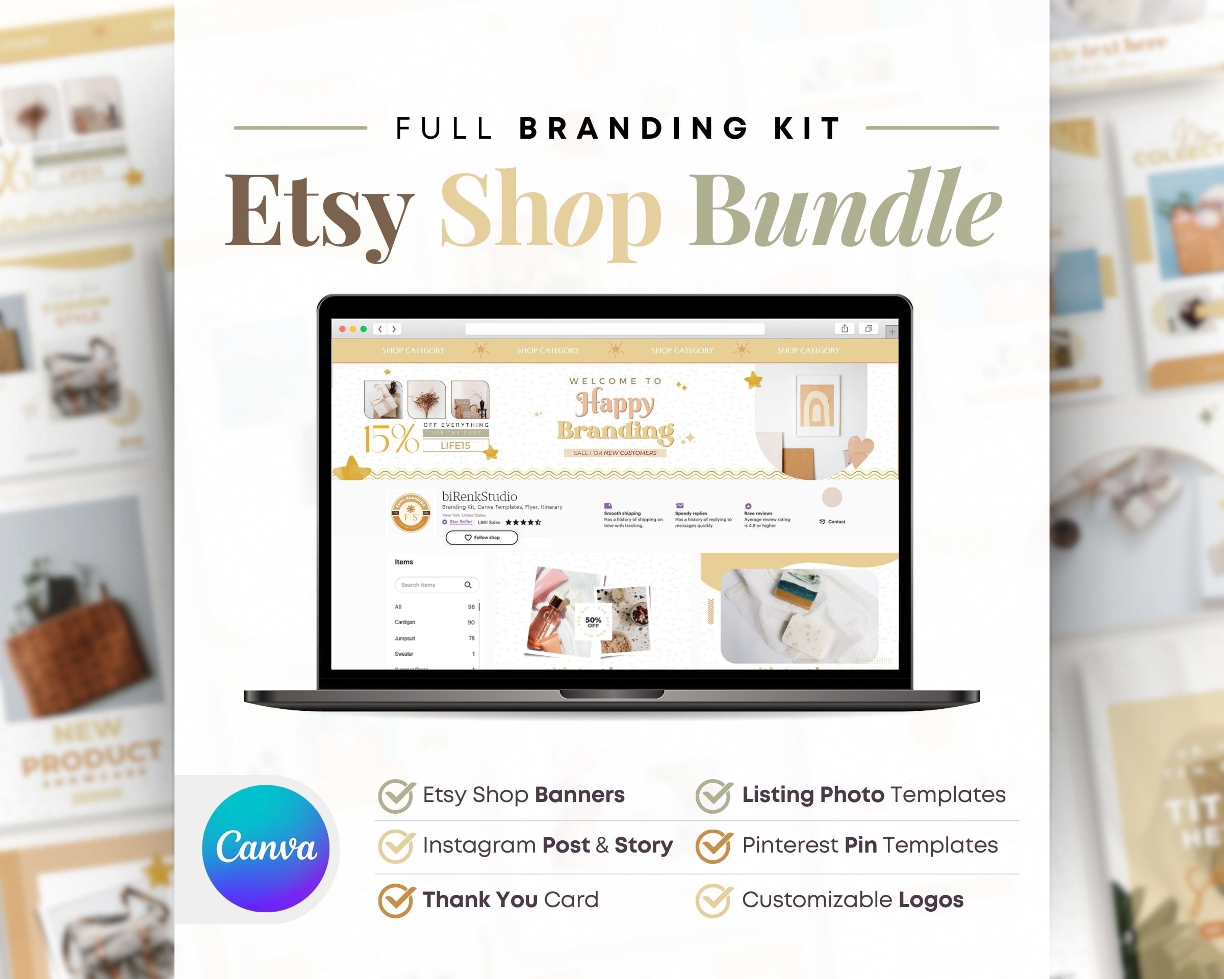 Etsy Shop Branding Kit: Banner, Logo & Photo Templates (canva) - Etsy