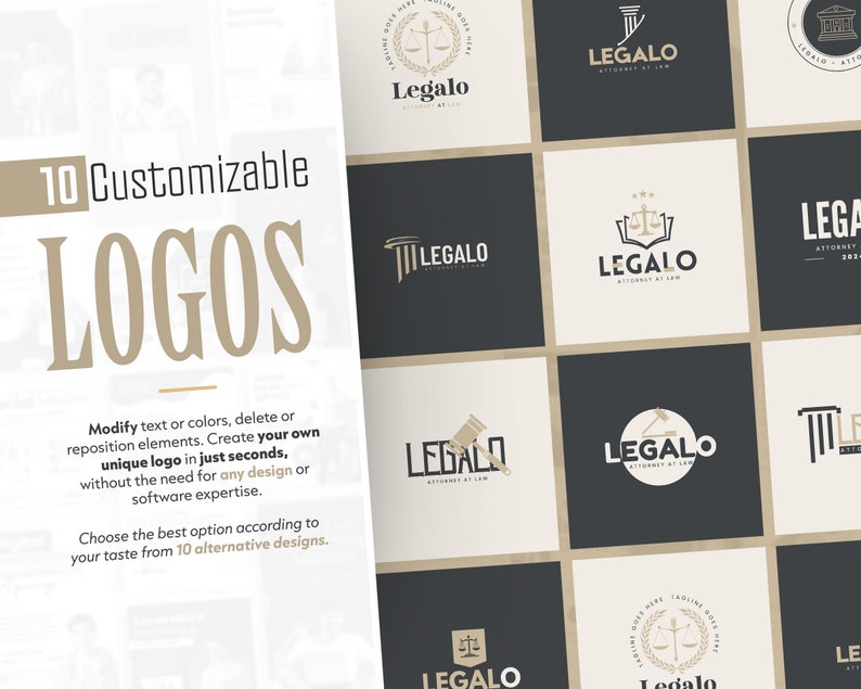 Law Firm Branding Kit: Social Media, Logos, Letterhead - Canva ...