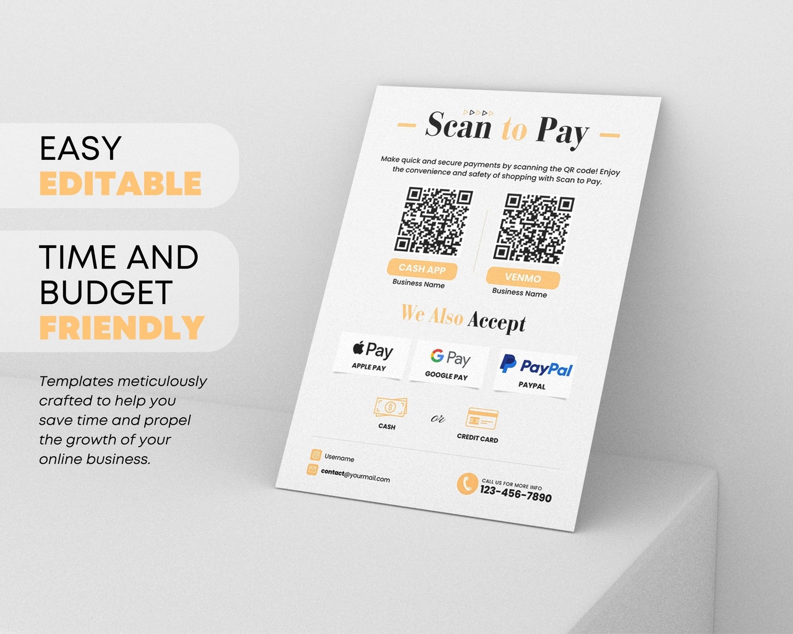 Editable Price List & Scan-to-pay Templates: DIY Canva Flyer (digital ...