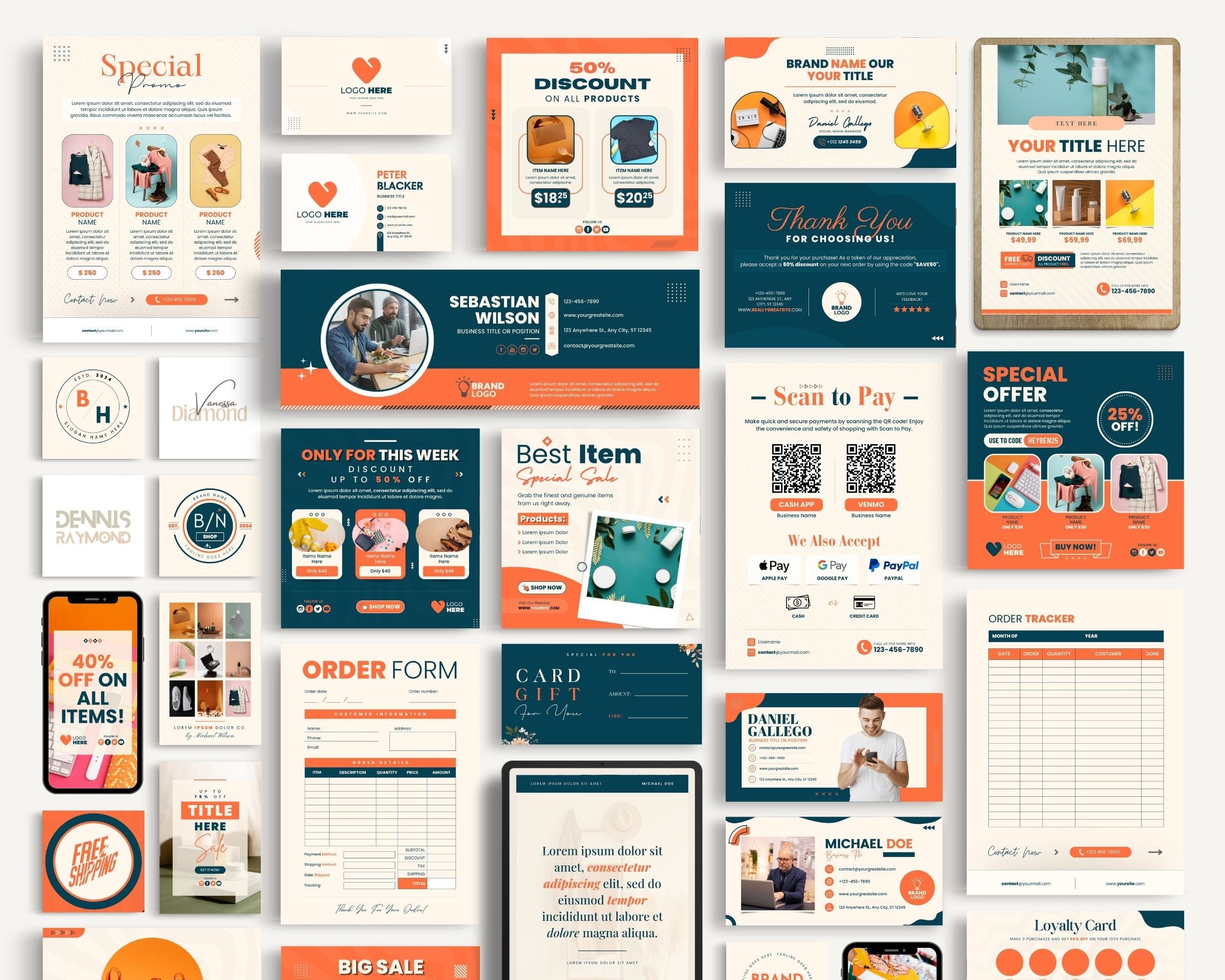 1250 Full Branding Package Template, Business Marketing Templates, DIY ...