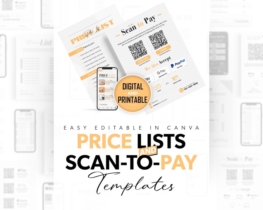 Price List Template, Scan-to-pay Template, DIY Flyer Template, Pricing ...