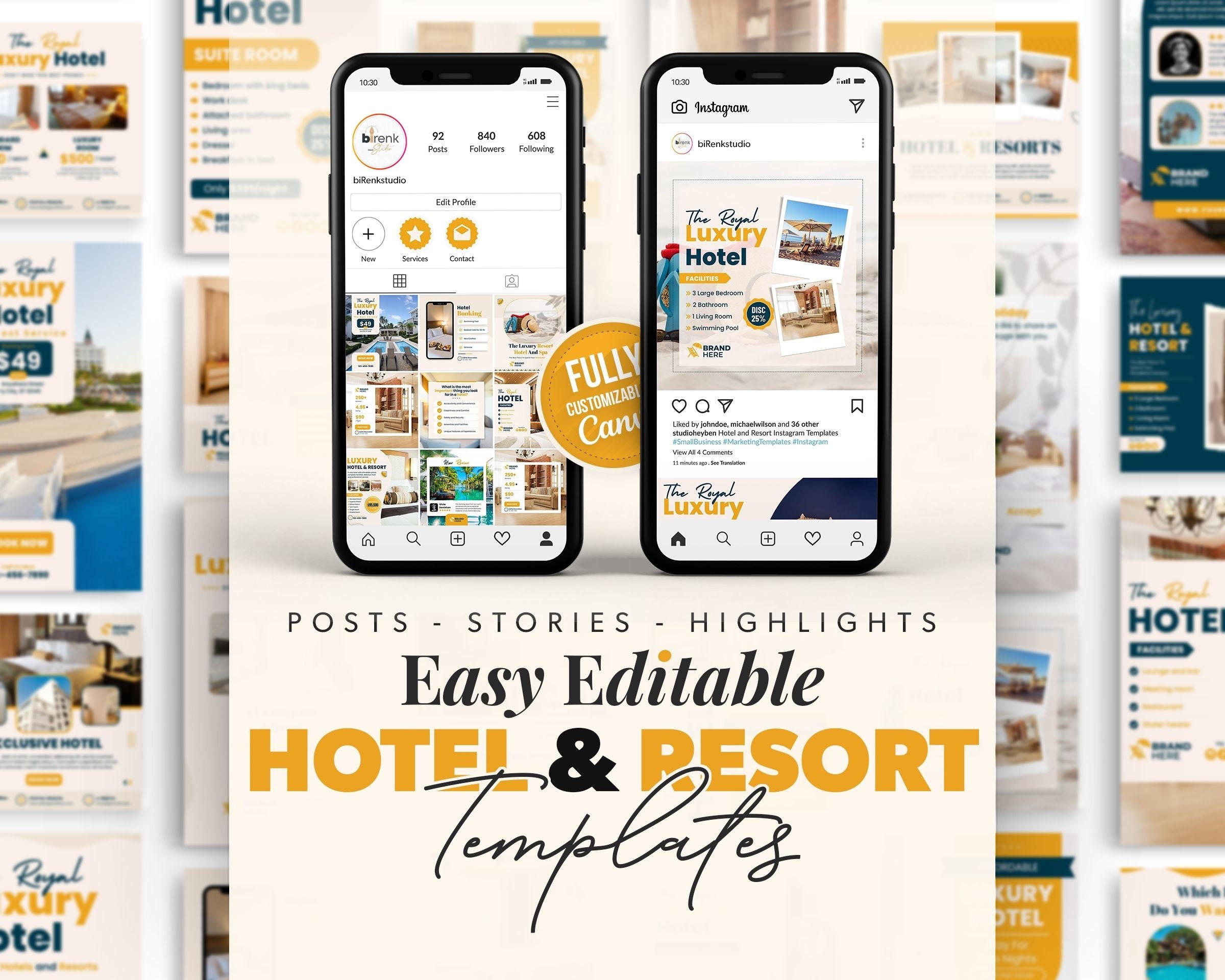 Hotel Instagram Templates, Hotel & Resort Marketing Templates, Post ...