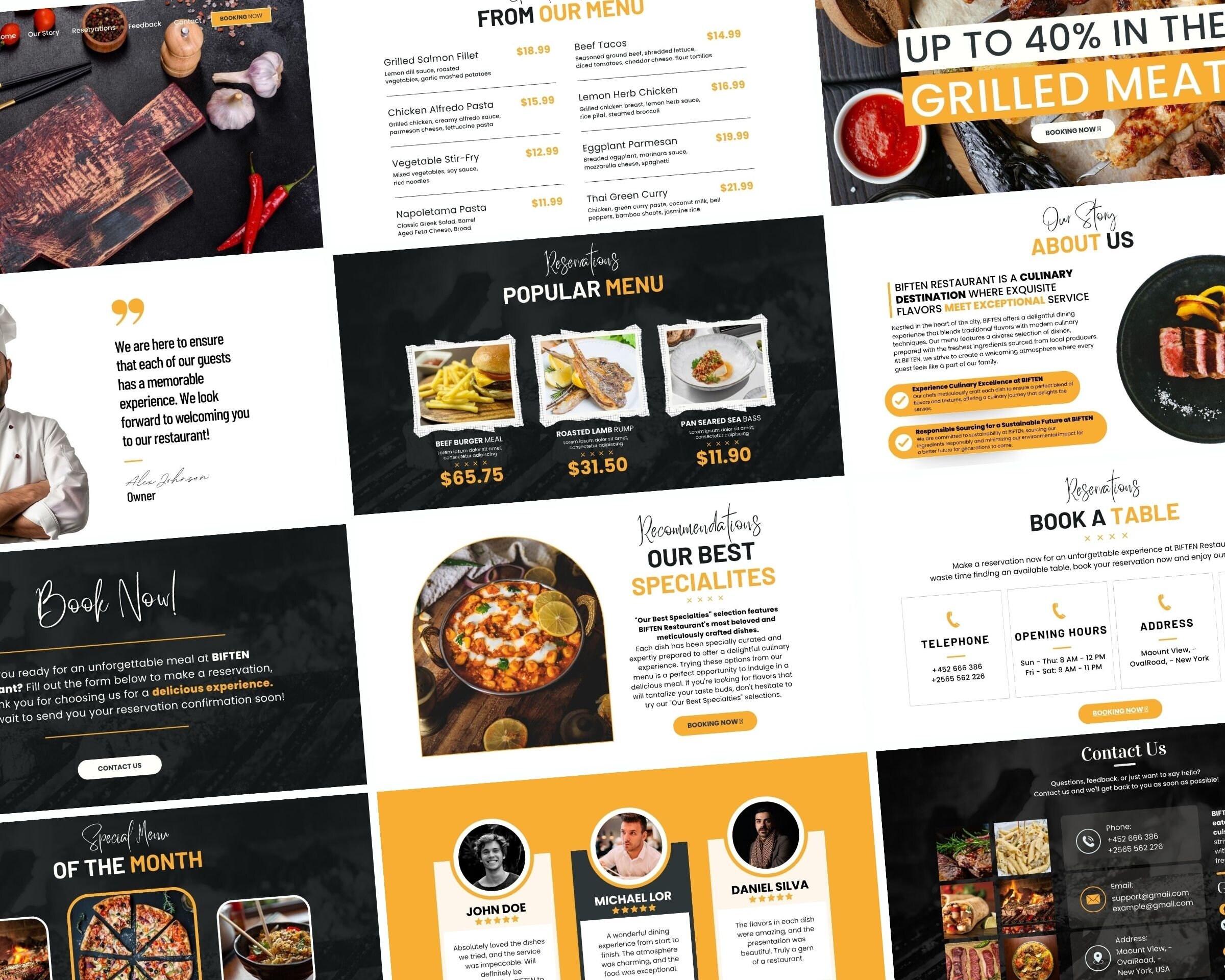 Restaurant Canva Website Template: Food Blogger Landing Page - Etsy