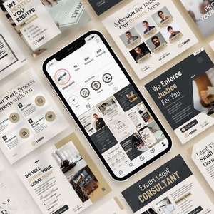 Law Firm Instagram Templates: Modern Canva Branding Kit - Etsy
