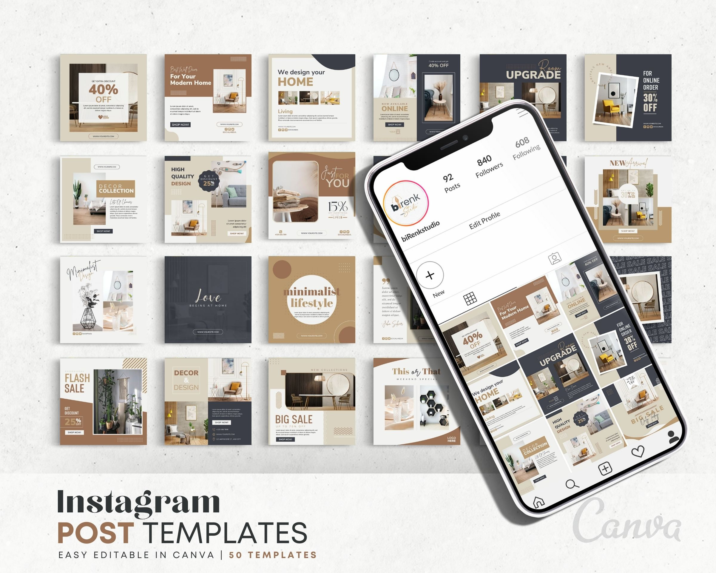 Interior Design Editable Templates, Home Decor Templates, Minimalist ...