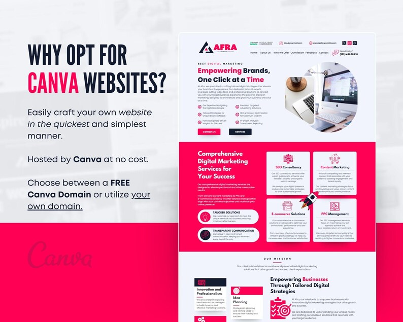 Canva Website Template: Modern Design for Marketing Agencies - Etsy